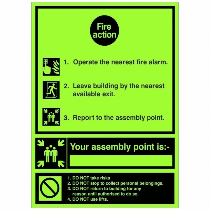 3 Points & Assembly Point - Fire Action Sign – The-Safety.Shop